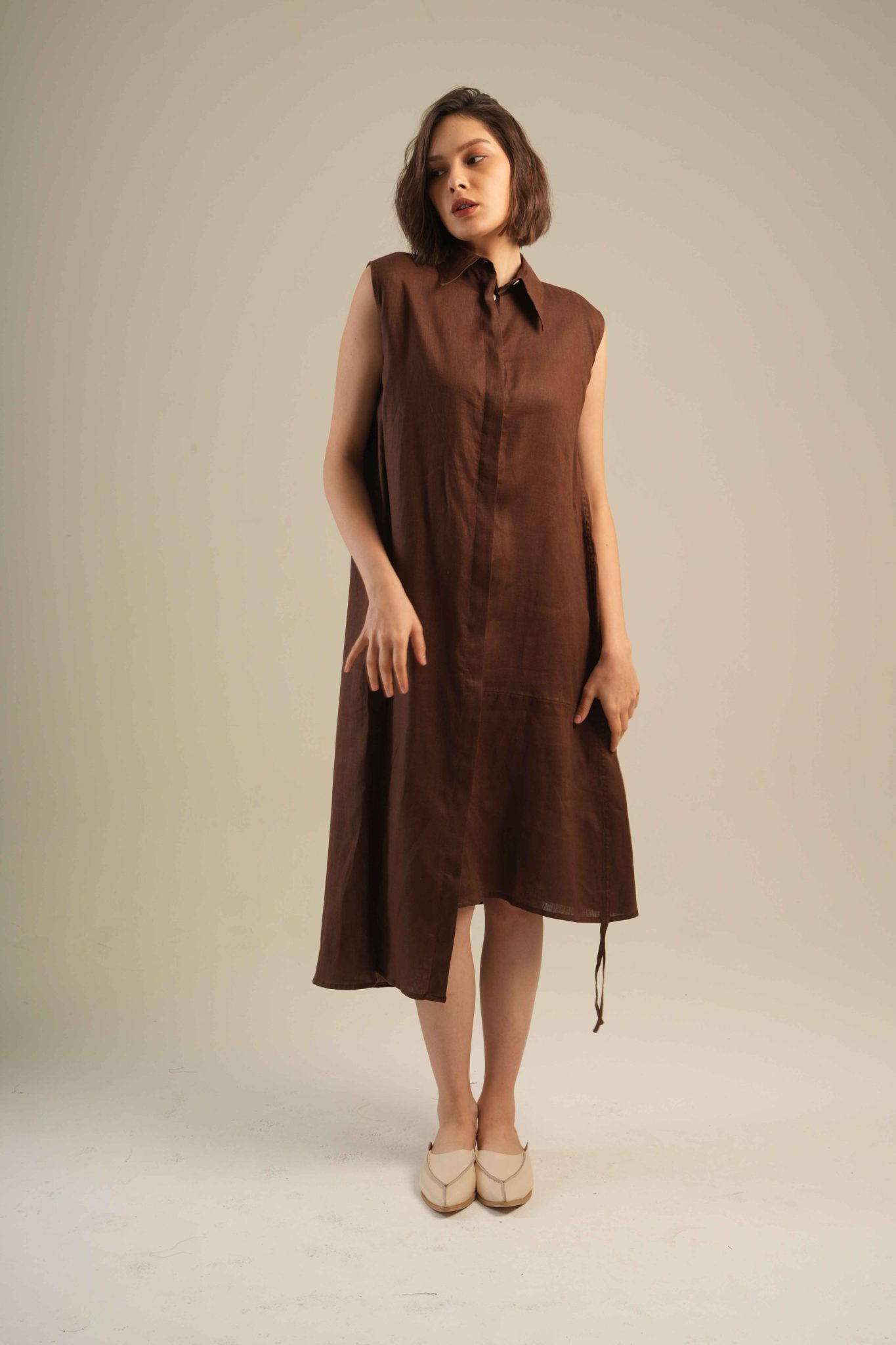 Avery Dress in Brown - MaoMao